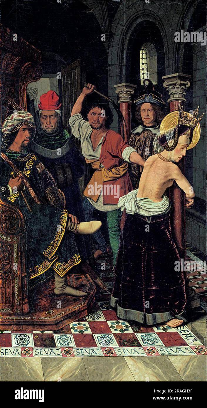 The Flagellation of St Engracia 1477 by Bartolome Bermejo Stock Photo ...