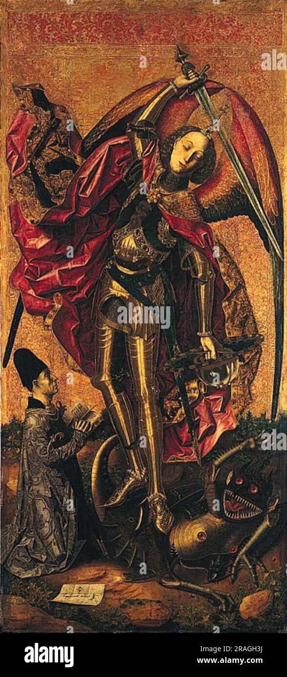 Saint Michael Triumphs over the Devil 1468 by Bartolome Bermejo Stock ...