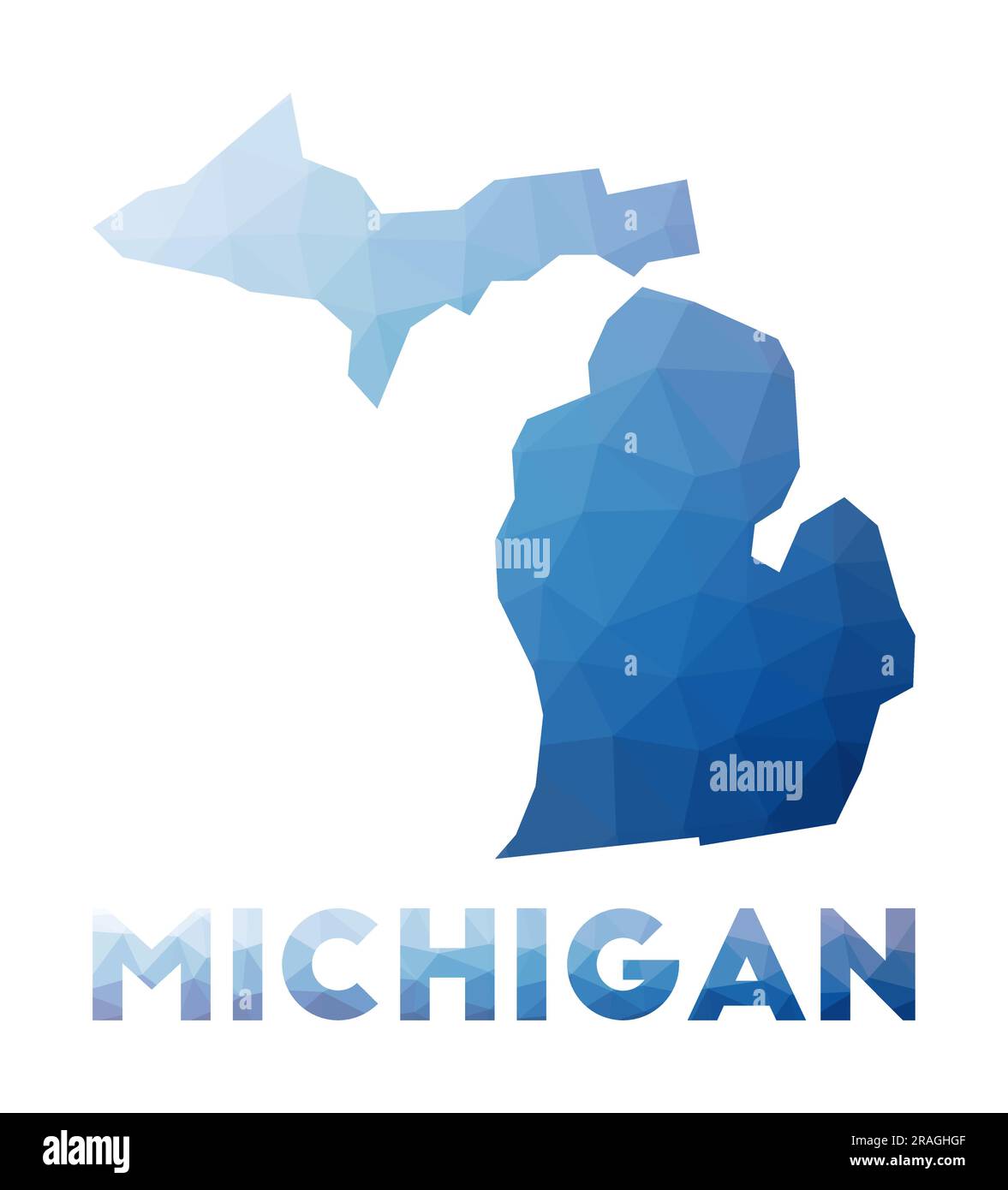 Low poly map of Michigan. Geometric illustration of the US state ...
