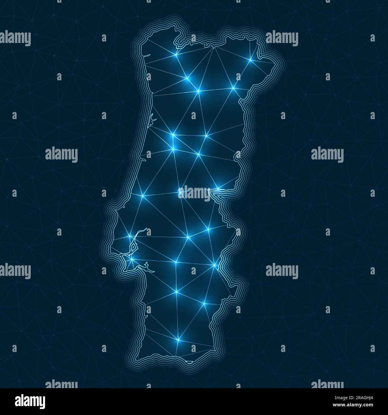 Portugal network map. Abstract geometric map of the country. Digital ...