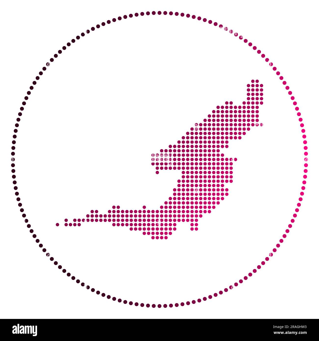 Bequia digital badge. Dotted style map of Bequia in circle. Tech icon ...