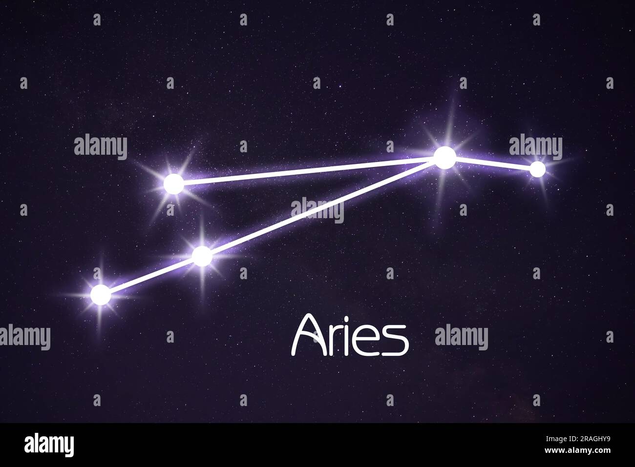 Aries constellation. Stick figure pattern in starry night sky Stock ...