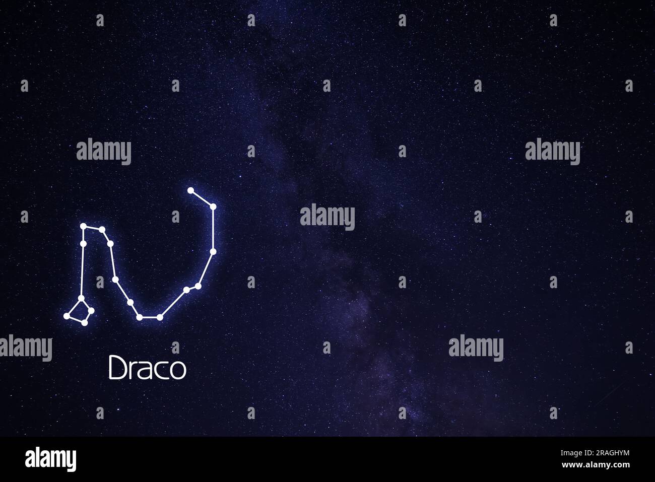 Draco (Dragon) constellation. Stick figure pattern in starry night sky Stock Photo - Alamy