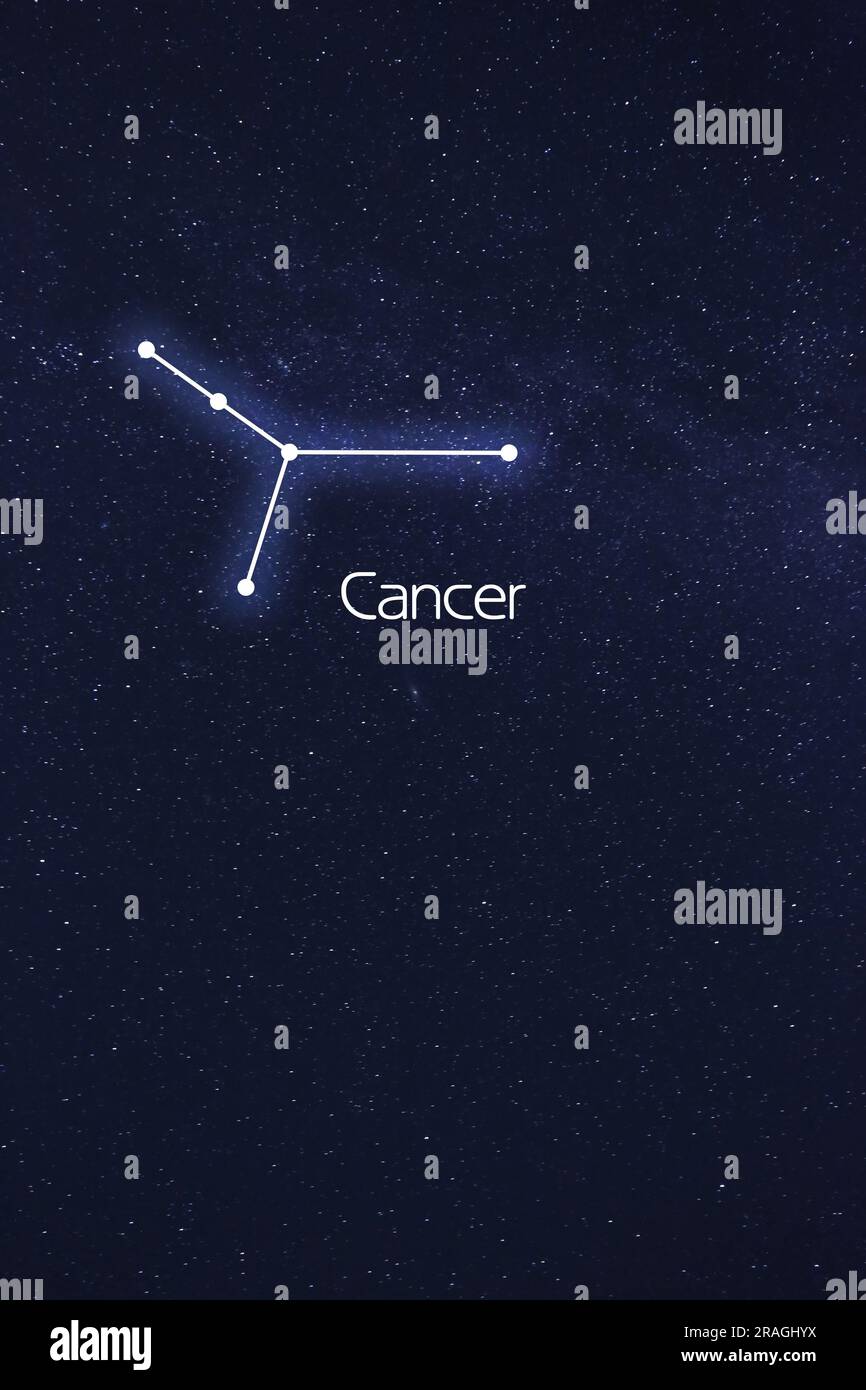 Cancer constellation. Stick figure pattern in starry night sky Stock ...