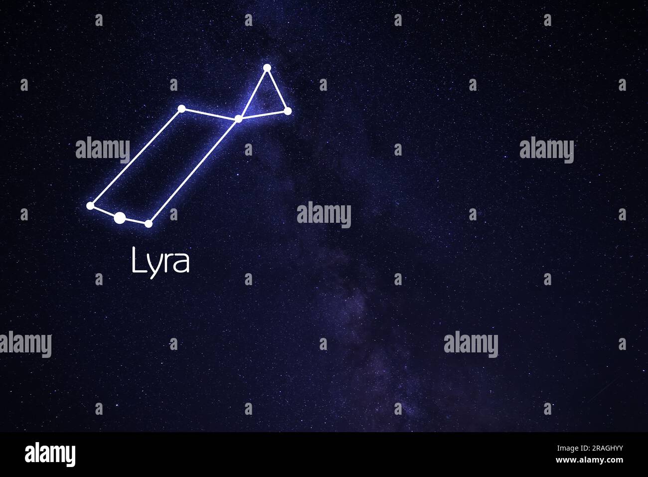 Lyra constellation. Stick figure pattern in starry night sky Stock ...