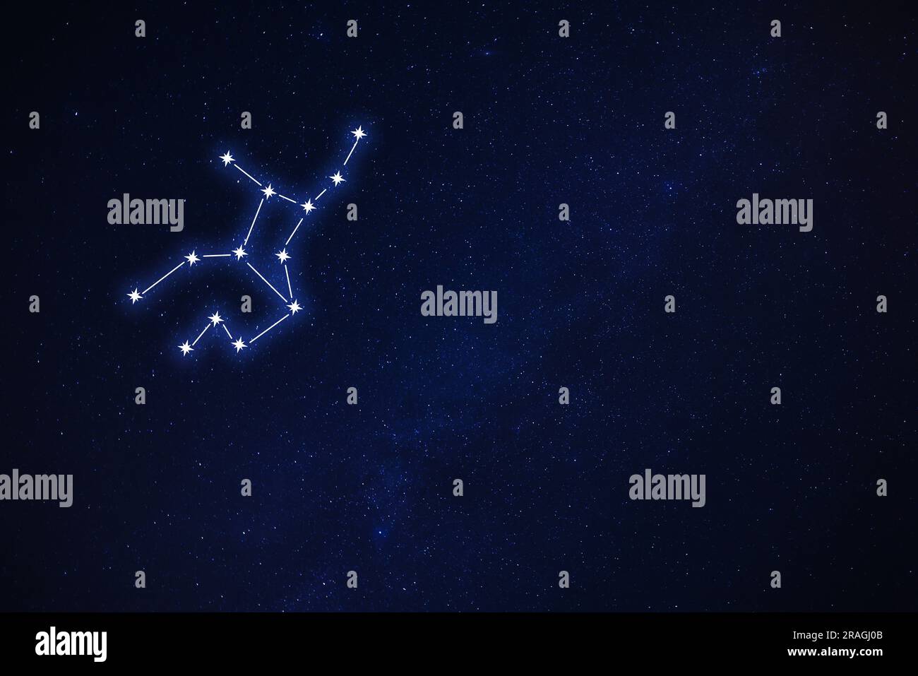 Virgo constellation. Stick figure pattern in starry night sky Stock ...