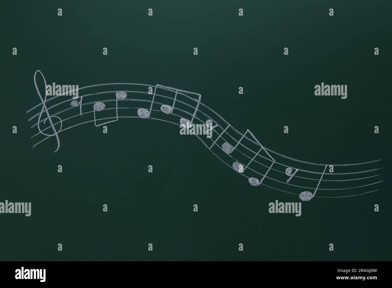 Musical notes written with chalk on blackboard Stock Photo - Alamy