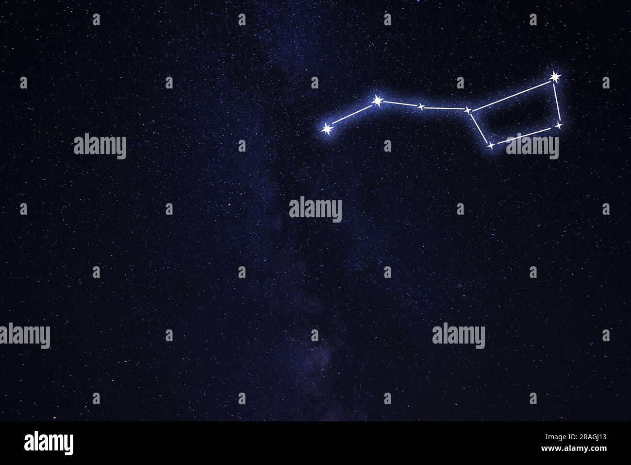 Big Dipper constellation. Stick figure pattern in starry night sky ...