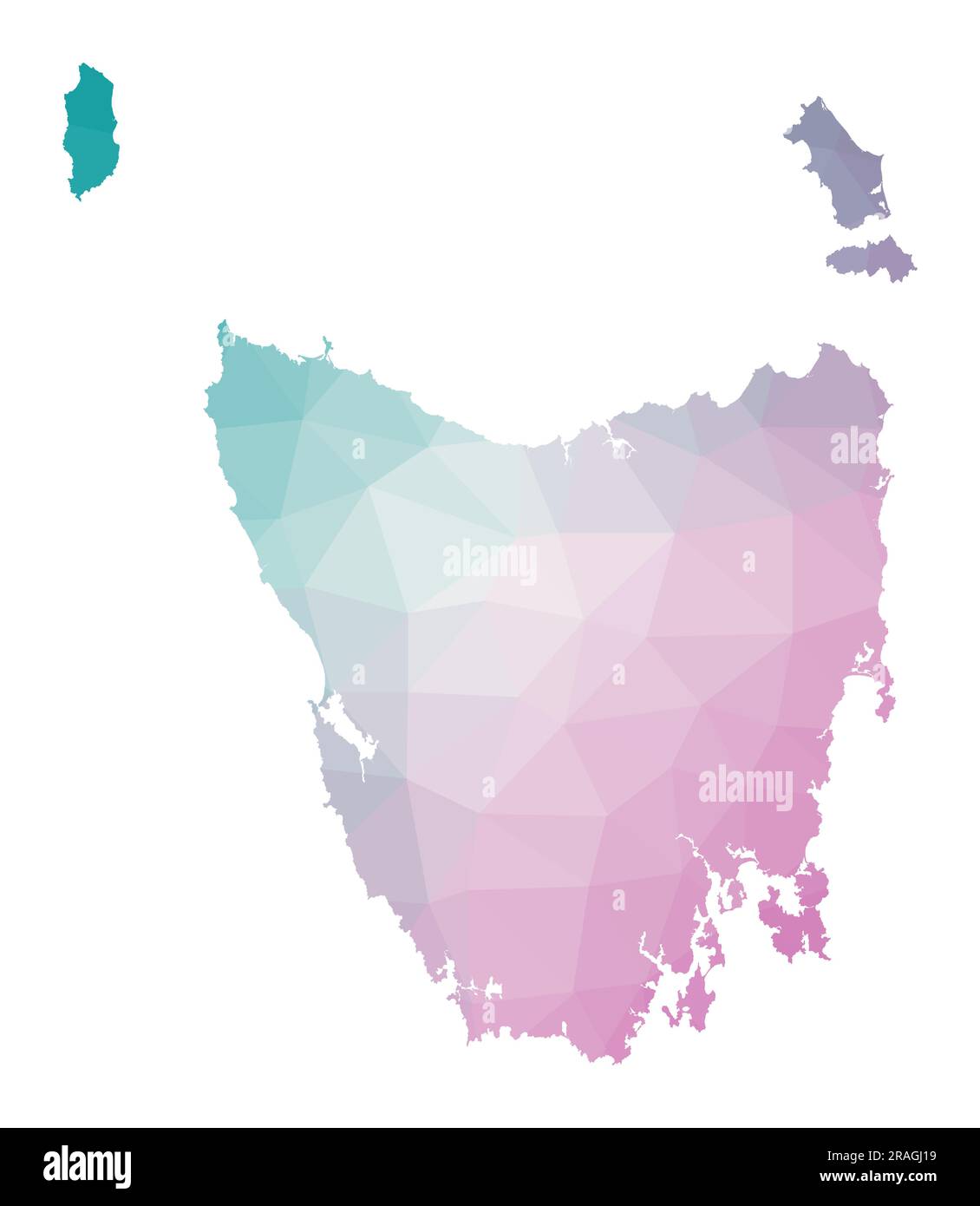 Polygonal map of Tasmania. Geometric illustration of the island in ...