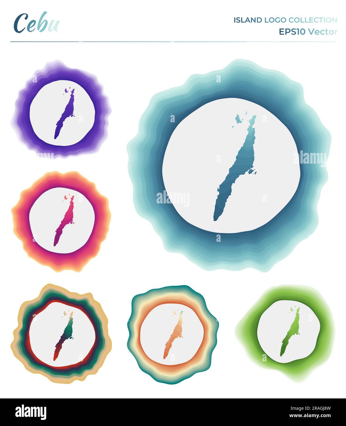 Cebu logo collection. Colorful badge of the island. Layers around Cebu ...