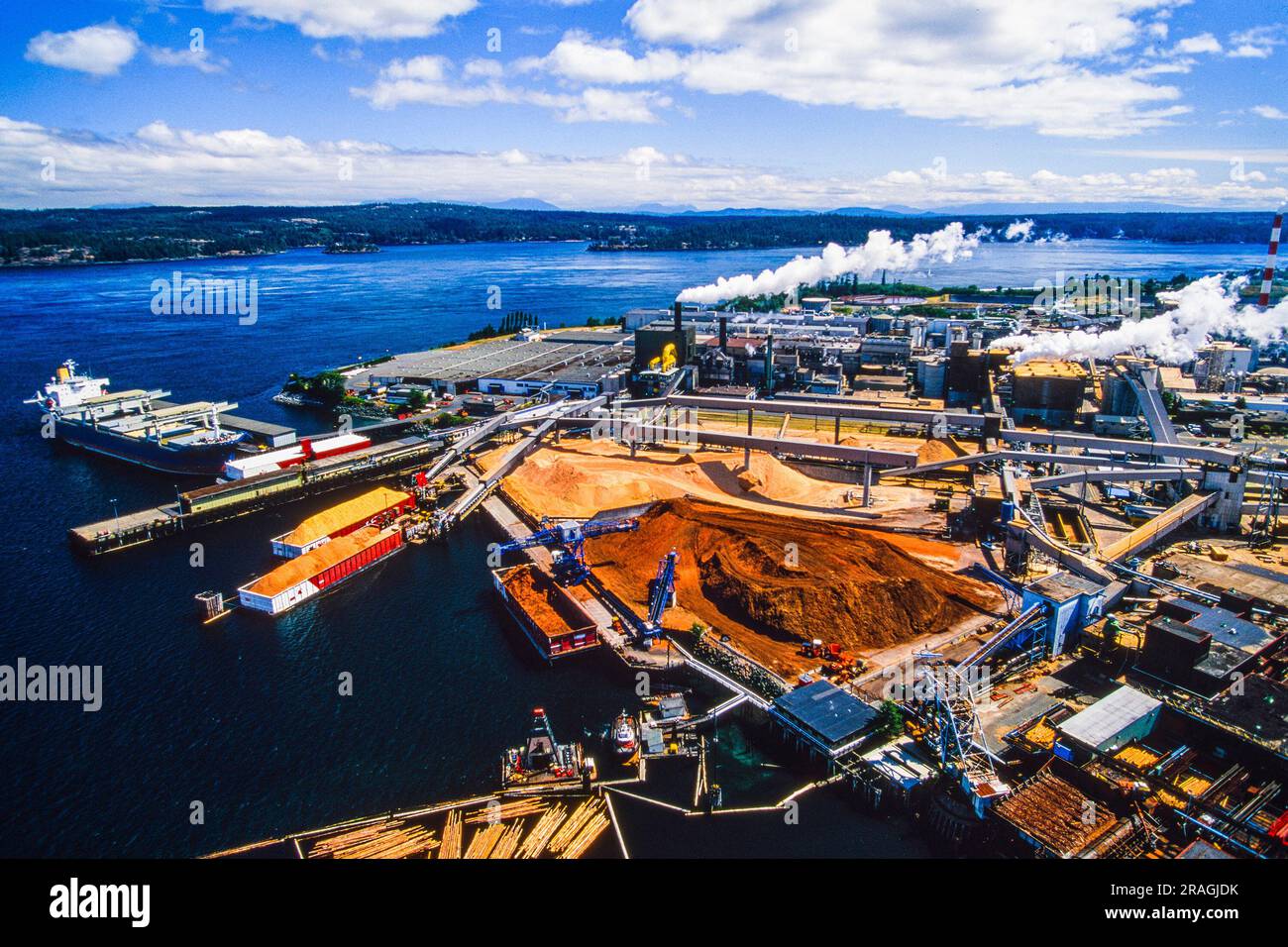 Aerial image of Campbell River mill, Elk Falls, BC, Canada Stock Photo ...