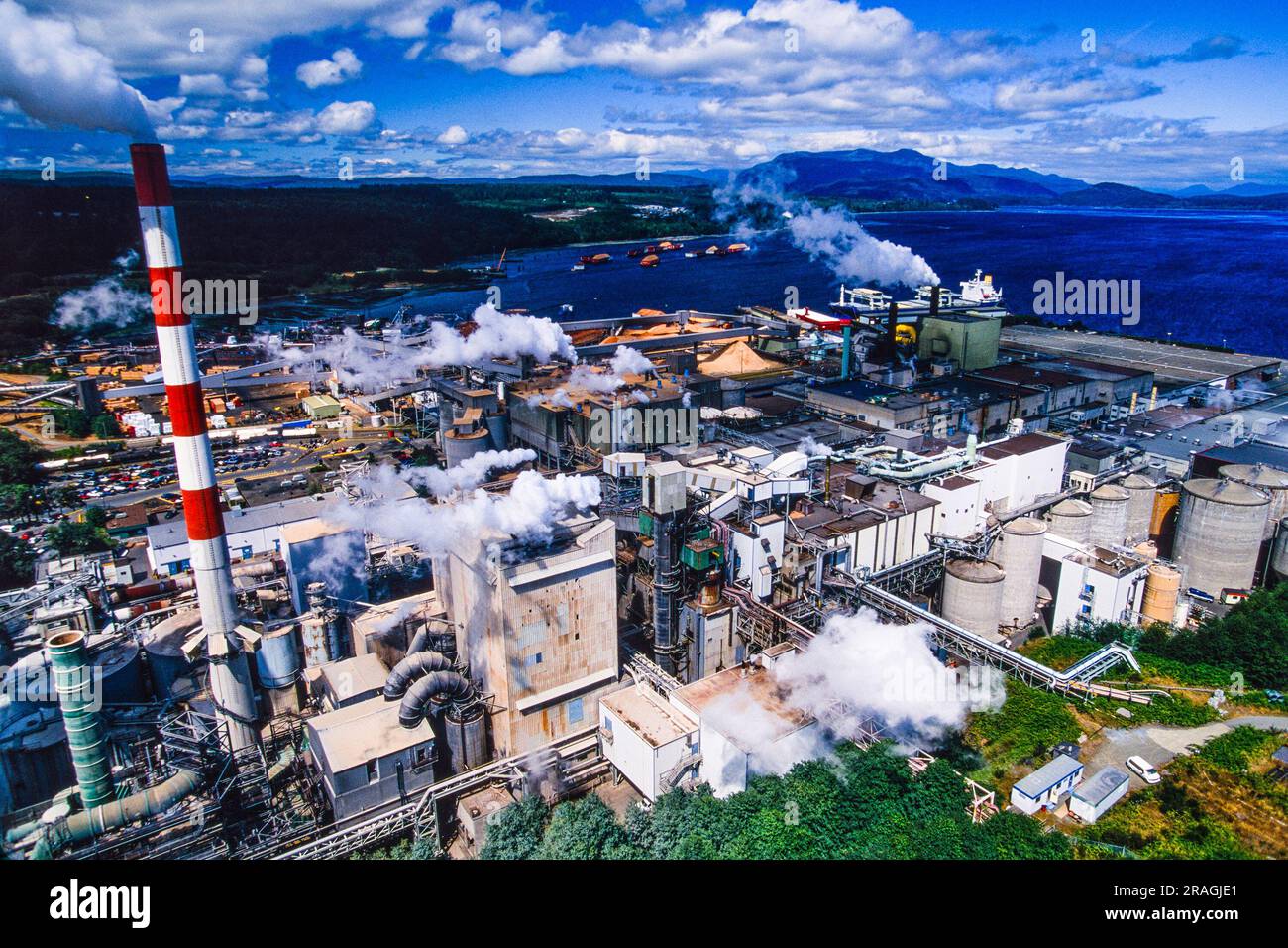 Aerial image of Campbell River mill, Elk Falls, BC, Canada Stock Photo ...