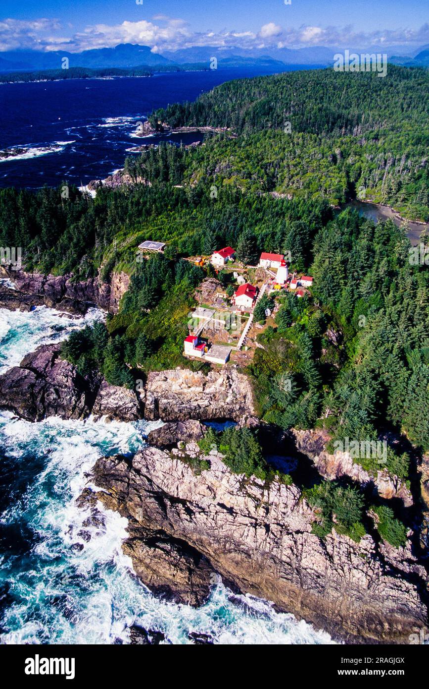 Aerial image of Cape Beale Lighthouse, Vancouver Island, BC, Canada ...