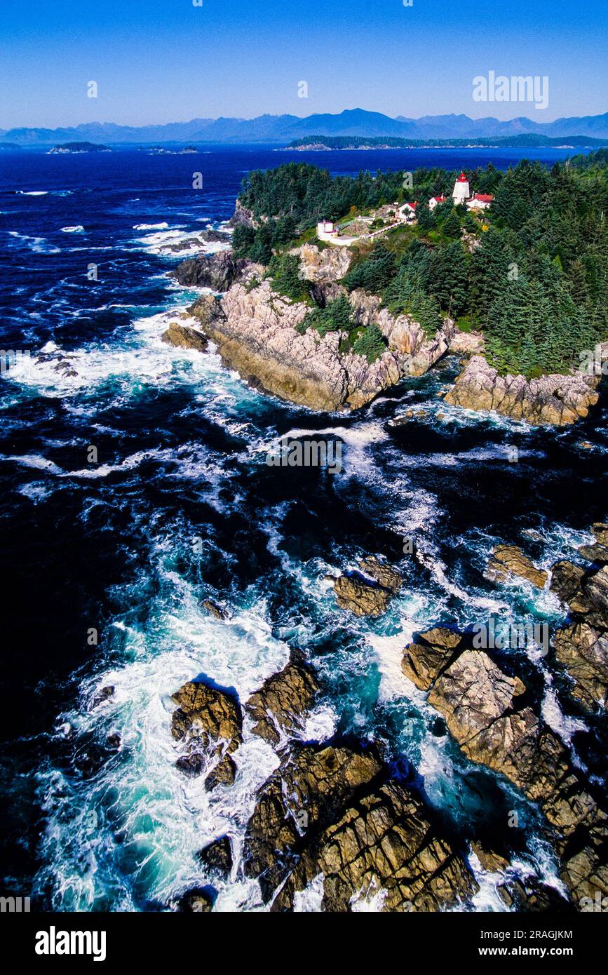 Aerial image of Cape Beale Lighthouse, Vancouver Island, BC, Canada ...