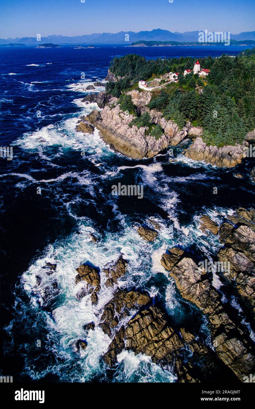 Aerial image of Cape Beale Lighthouse, Vancouver Island, BC, Canada ...