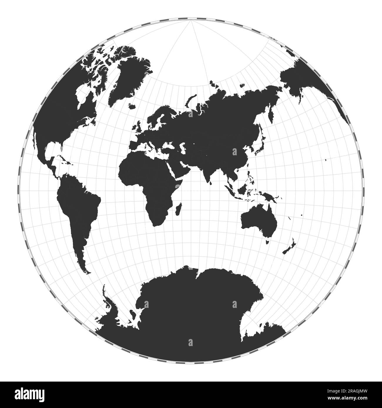 Vector world map. Van der Grinten II projection. Plain world ...