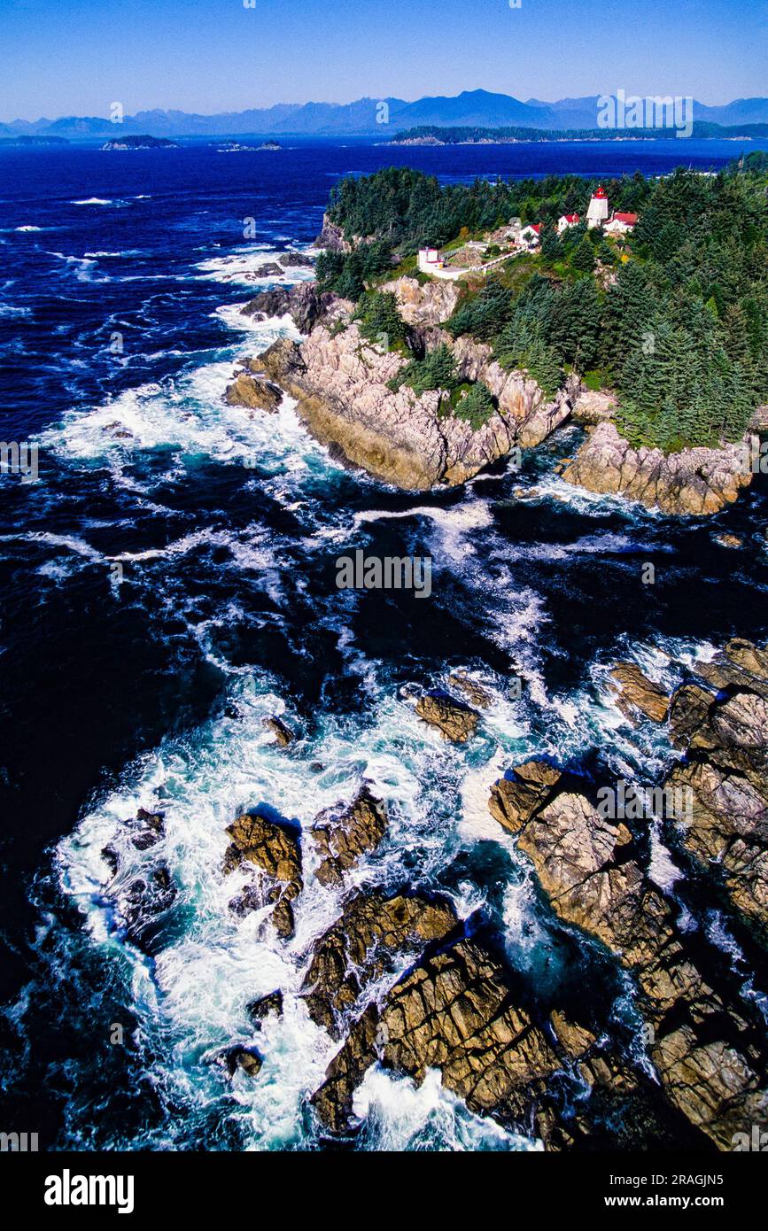 Aerial image of Cape Beale Lighthouse, Vancouver Island, BC, Canada ...