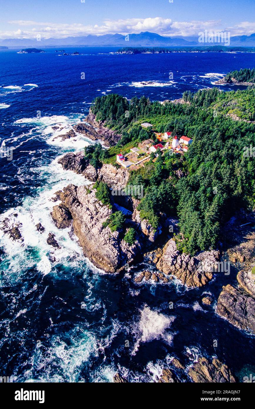 Aerial image of Cape Beale Lighthouse, Vancouver Island, BC, Canada ...