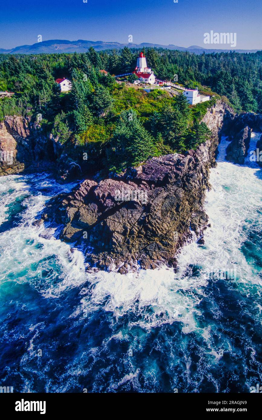 Aerial image of Cape Beale Lighthouse, Vancouver Island, BC, Canada ...