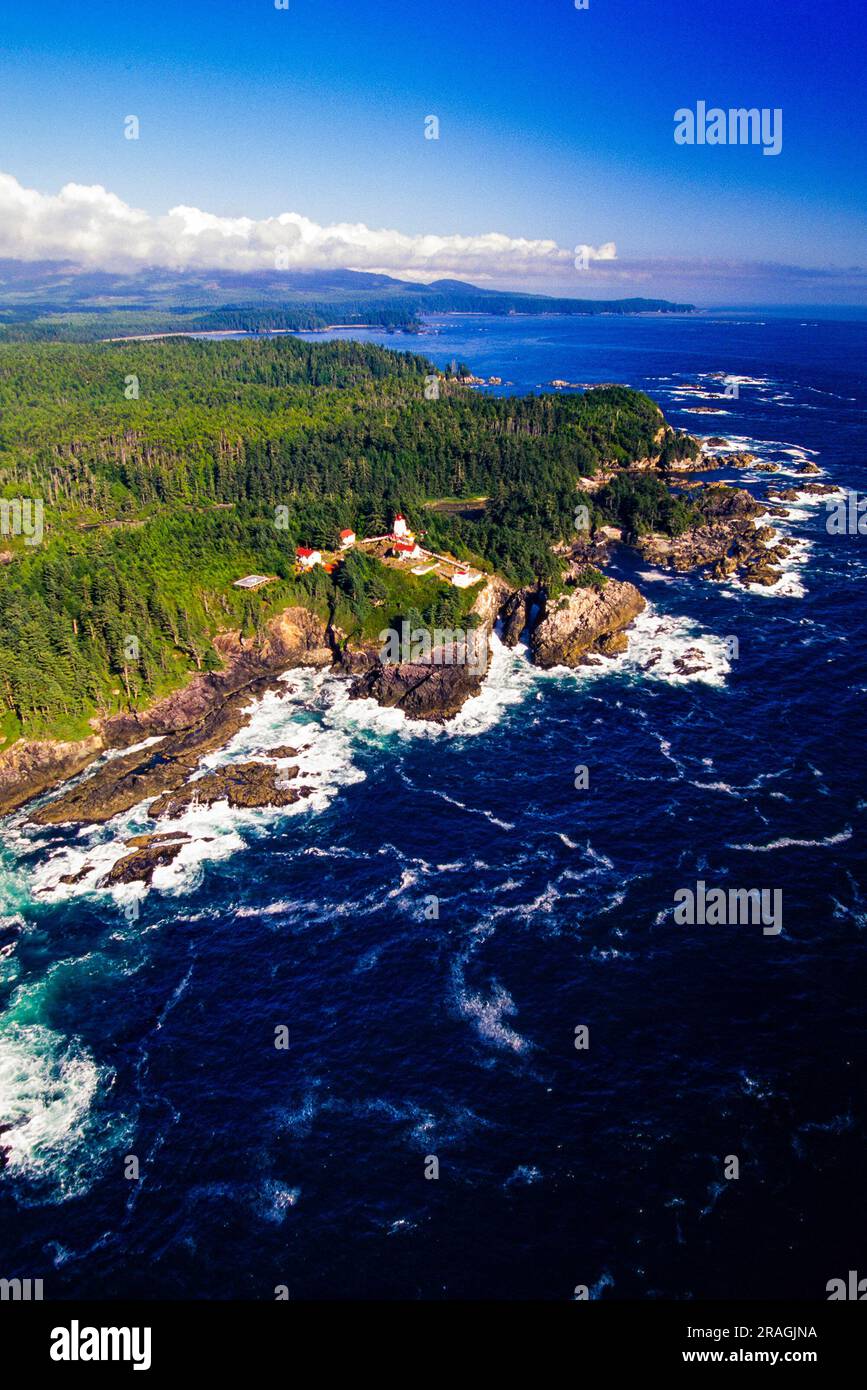 Aerial image of Cape Beale Lighthouse, Vancouver Island, BC, Canada ...