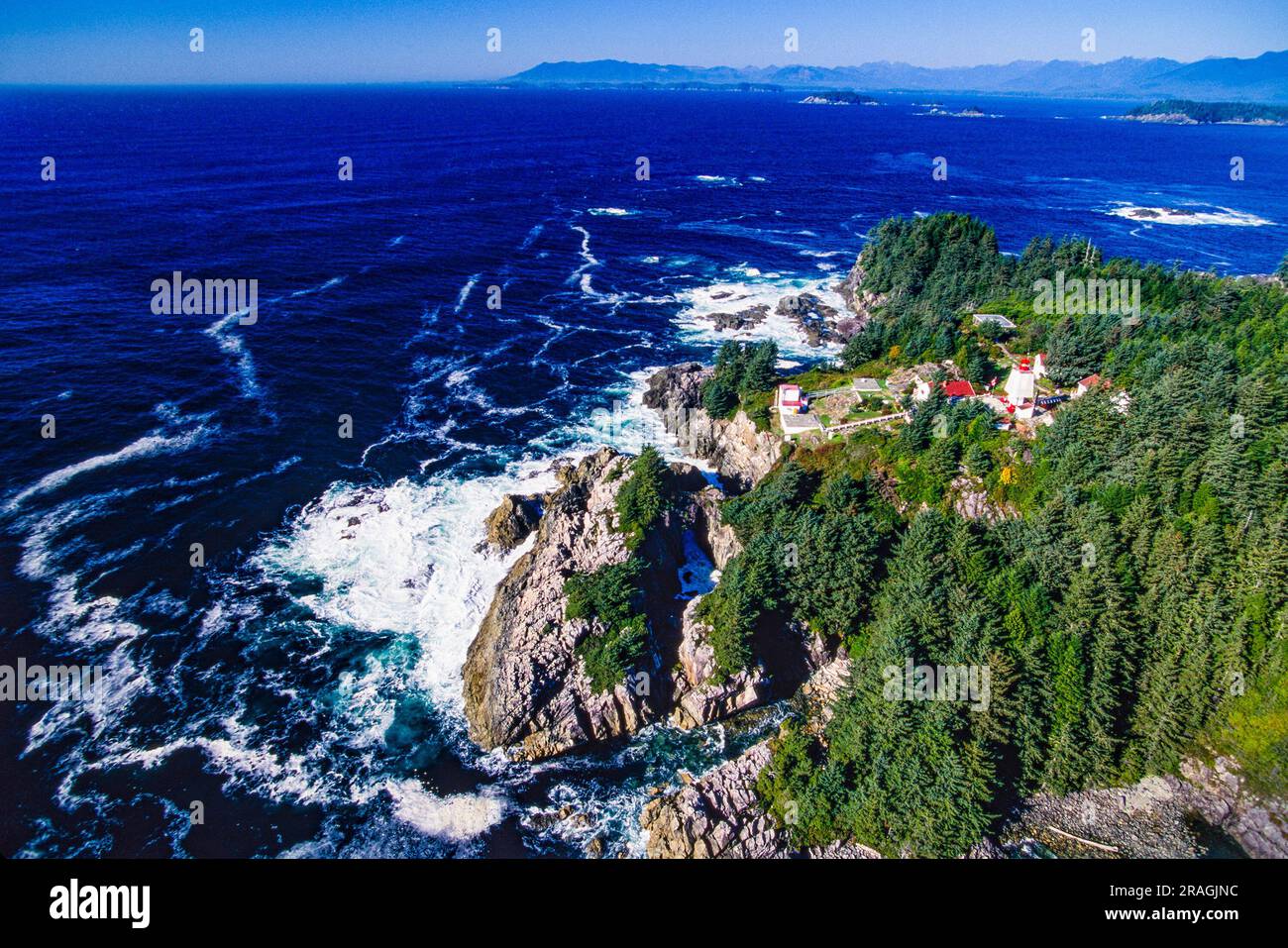 Aerial image of Cape Beale Lighthouse, Vancouver Island, BC, Canada ...