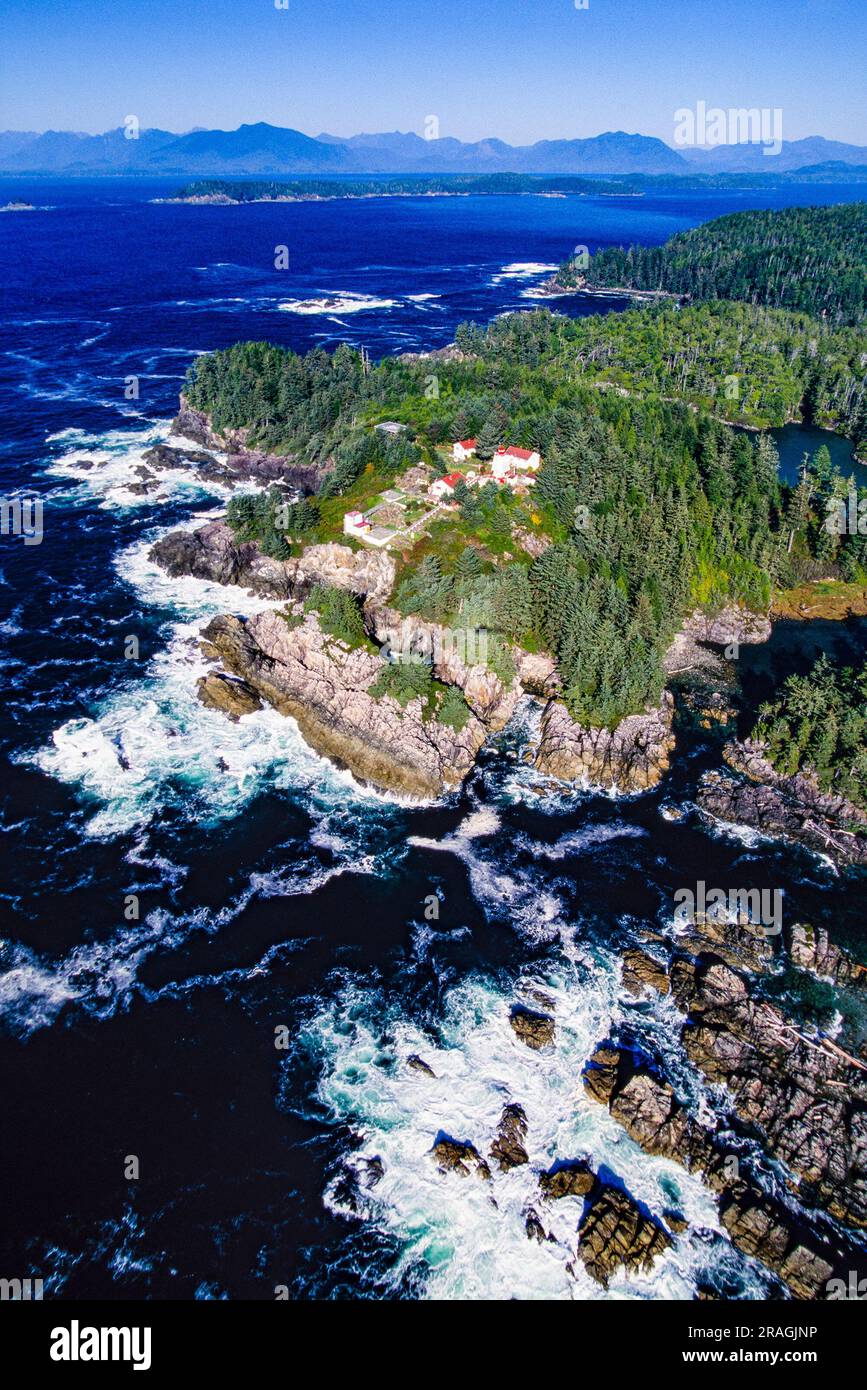 Aerial image of Cape Beale Lighthouse, Vancouver Island, BC, Canada ...