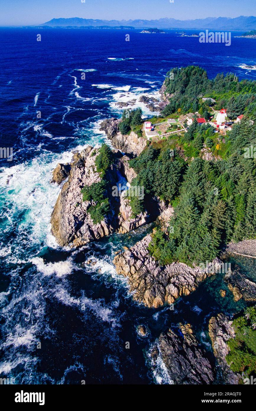 Aerial image of Cape Beale Lighthouse, Vancouver Island, BC, Canada ...