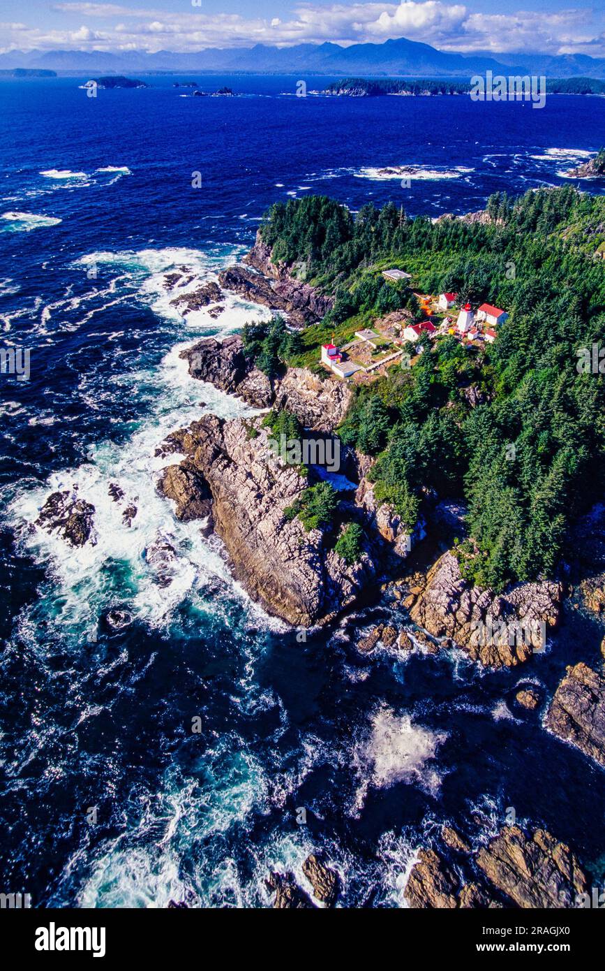 Aerial image of Cape Beale Lighthouse, Vancouver Island, BC, Canada ...