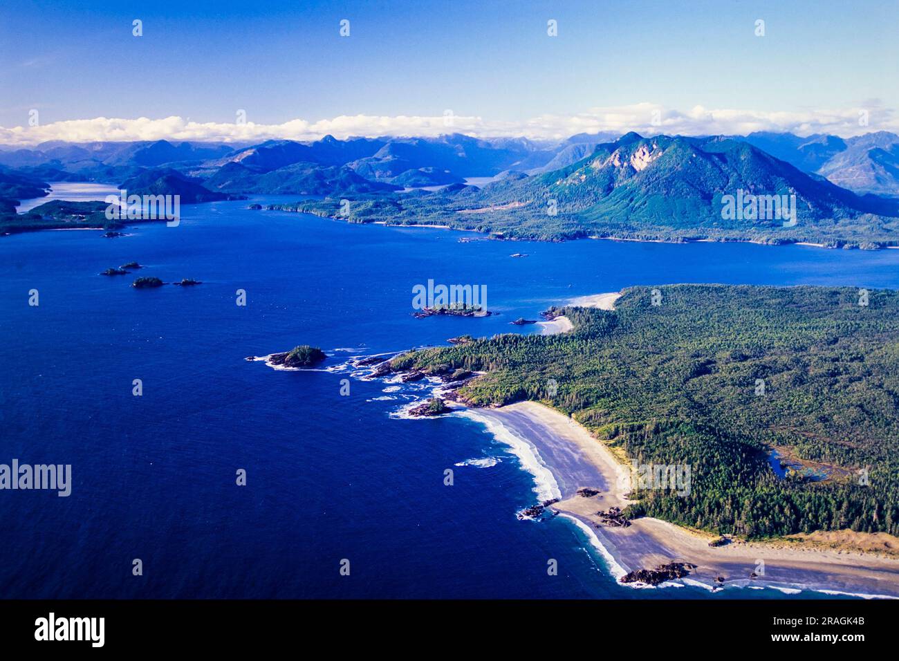 Aerial image of Clayoquot Sound, Vancouver Island, BC, Canada Stock ...