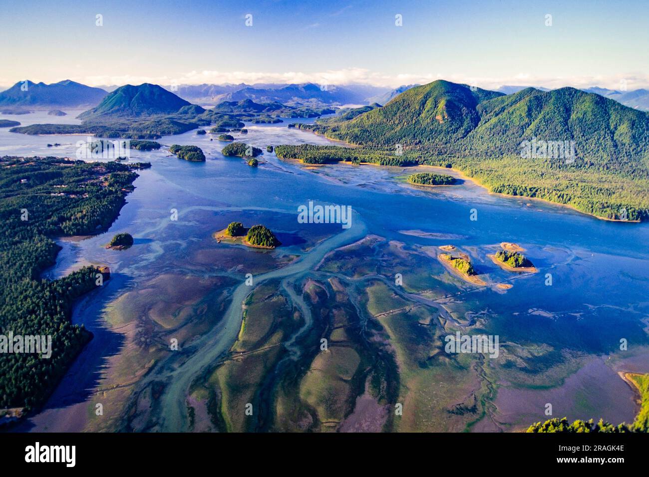 Aerial image of Clayoquot Sound, Vancouver Island, BC, Canada Stock ...