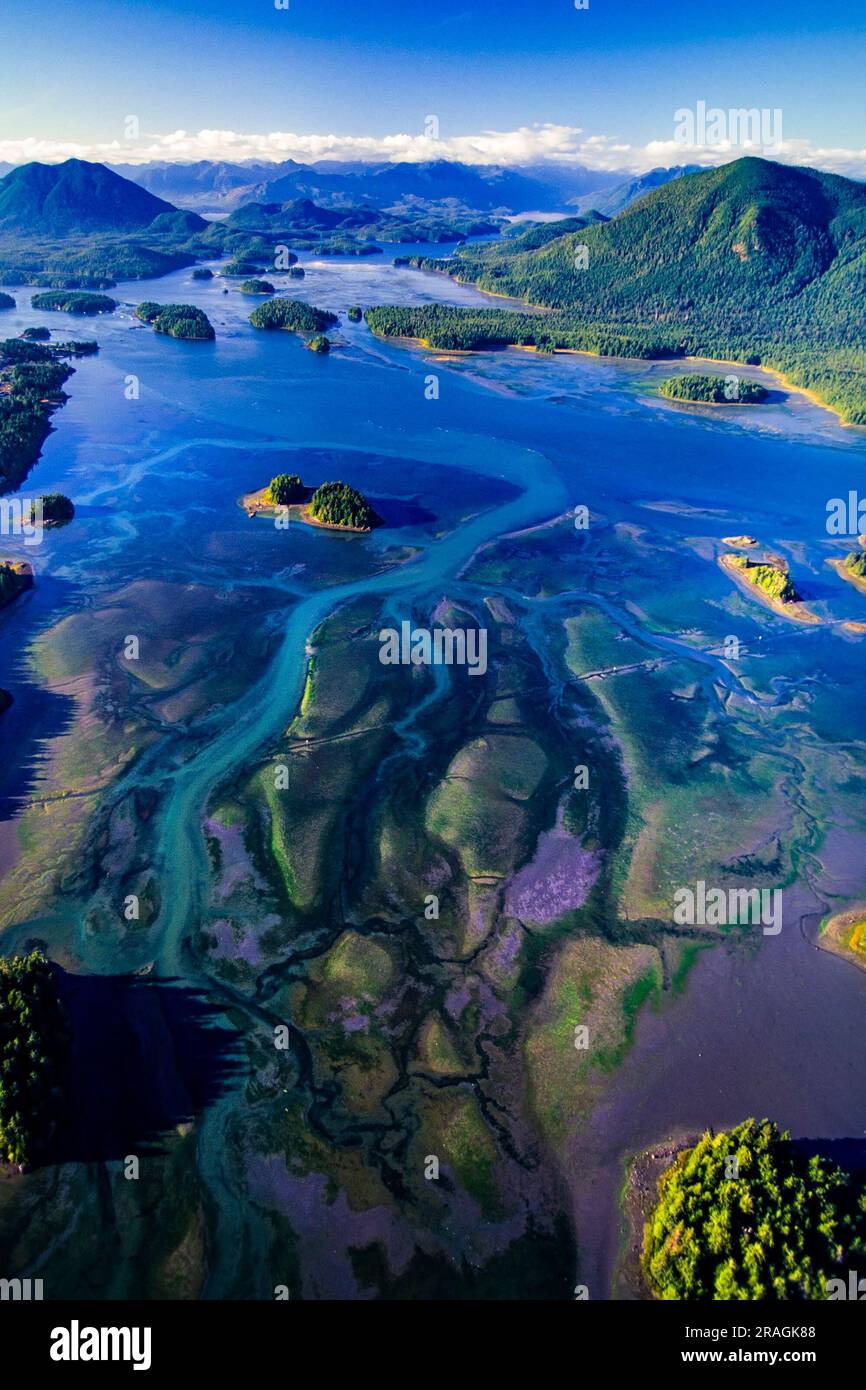 Aerial image of Clayoquot Sound, Vancouver Island, BC, Canada Stock ...