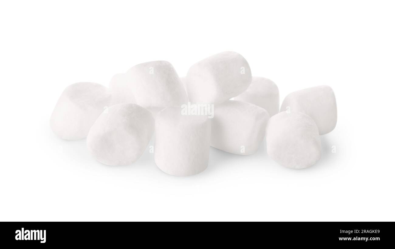 Pile of sweet puffy marshmallows isolated on white Stock Photo - Alamy