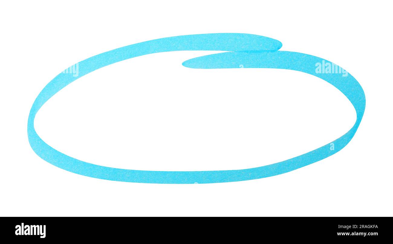 Ellipse drawn with light blue marker on white background, top view ...