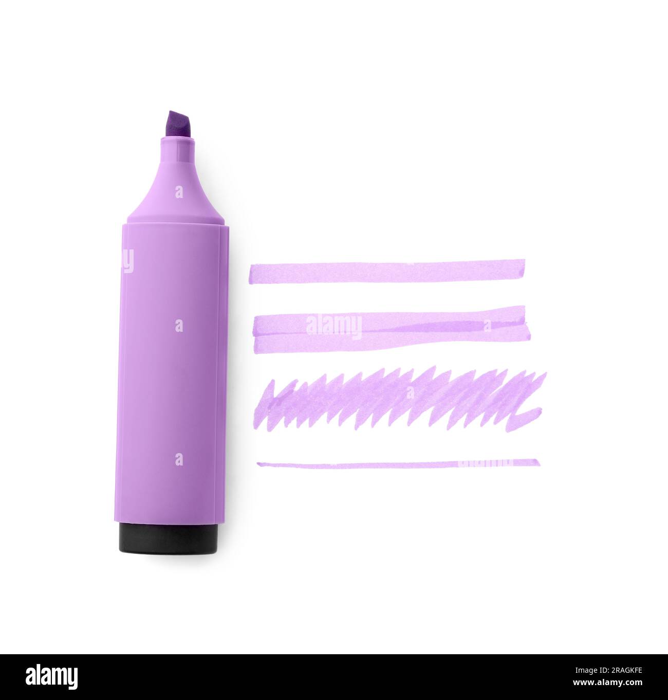 Different stripes drawn with lilac marker and highlighter isolated on ...