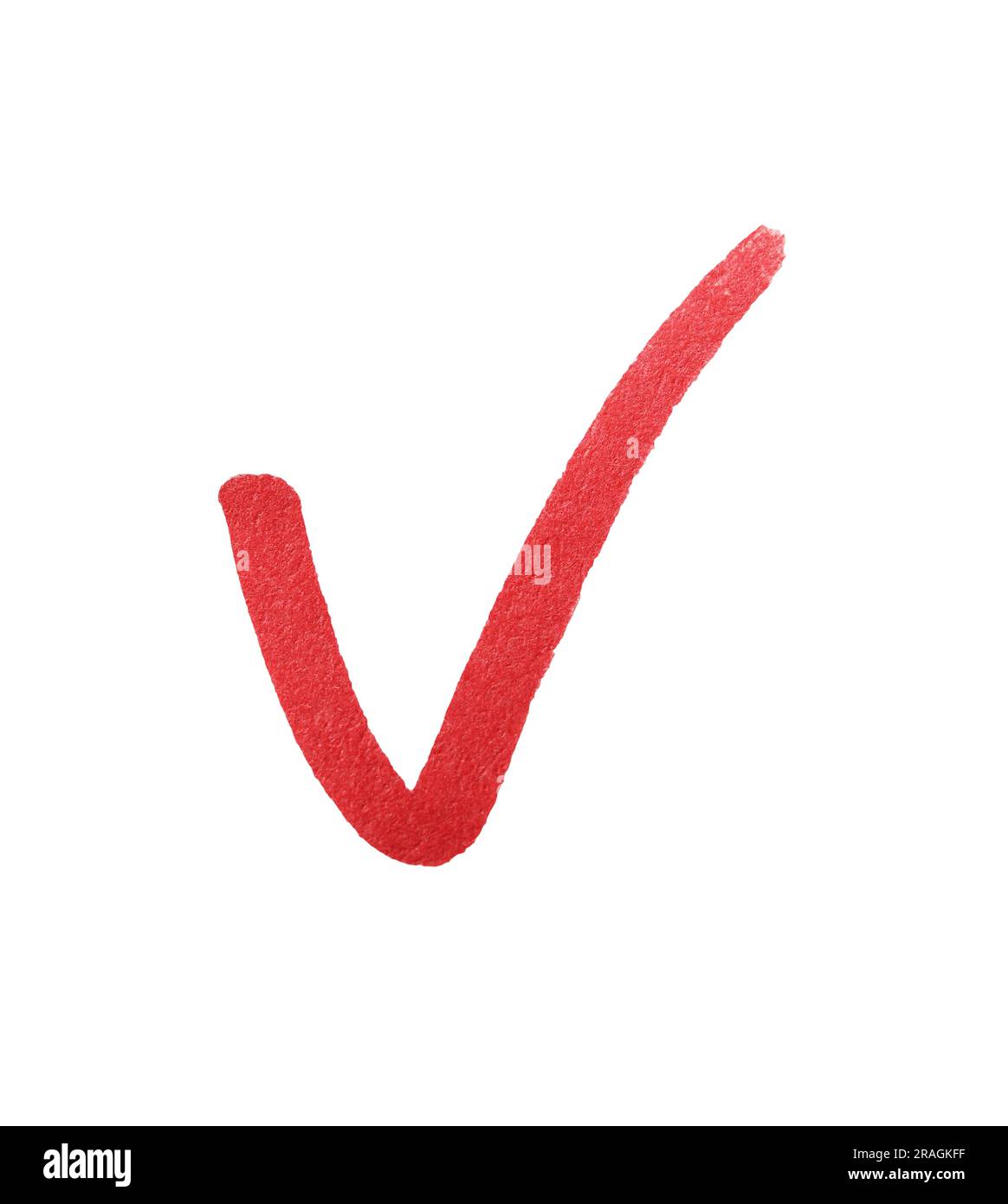 Check mark drawn with red marker isolated on white, top view Stock ...