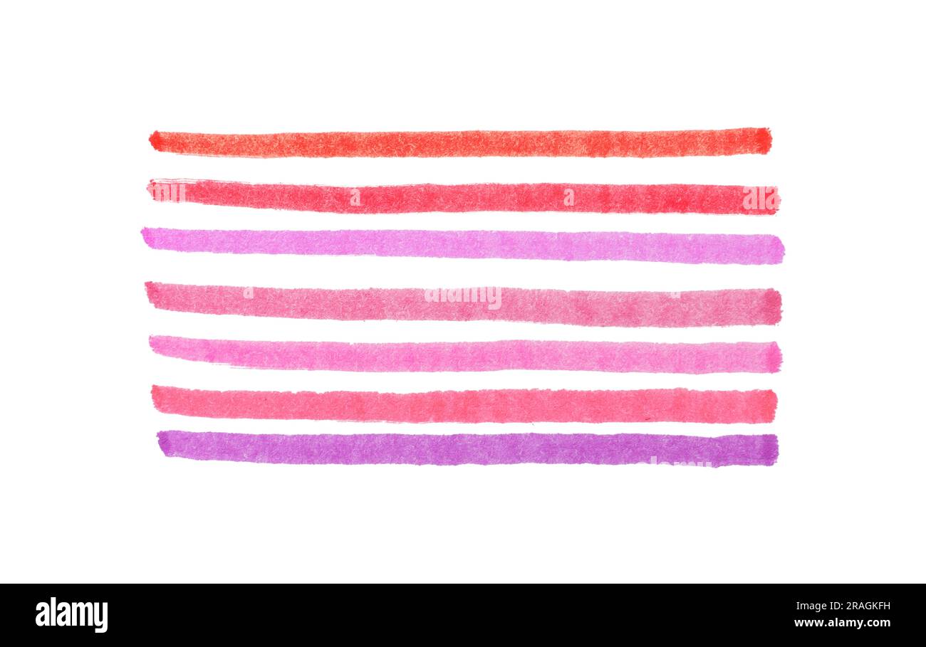 Colorful stripes drawn with markers isolated on white, top view Stock ...