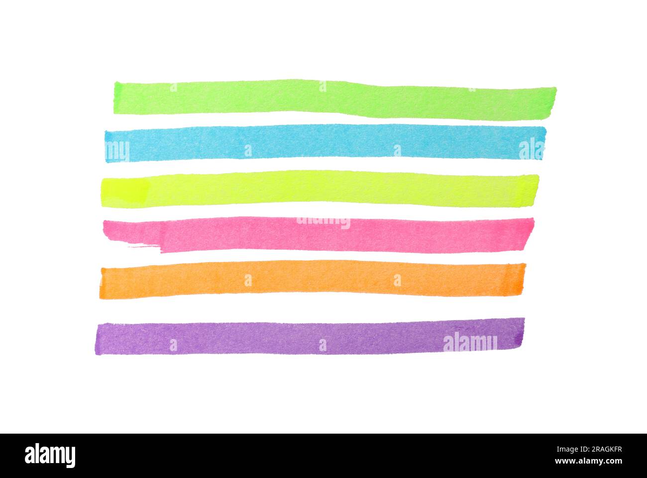 Colorful stripes drawn with markers isolated on white, top view Stock ...