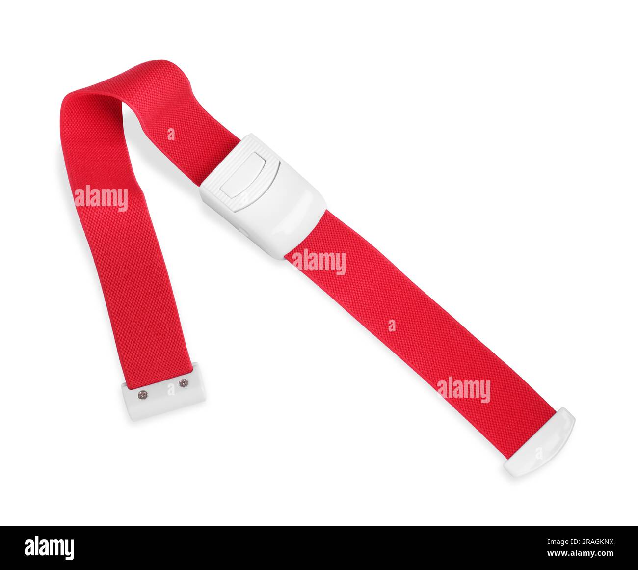First aid tourniquet isolated on white, top view. Medical equipment ...