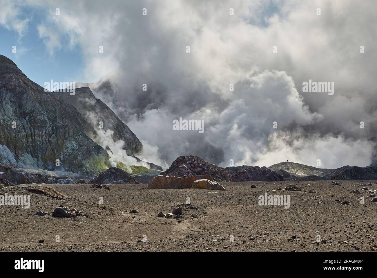 White Island Volcano Steaming Crater Stock Photo - Alamy