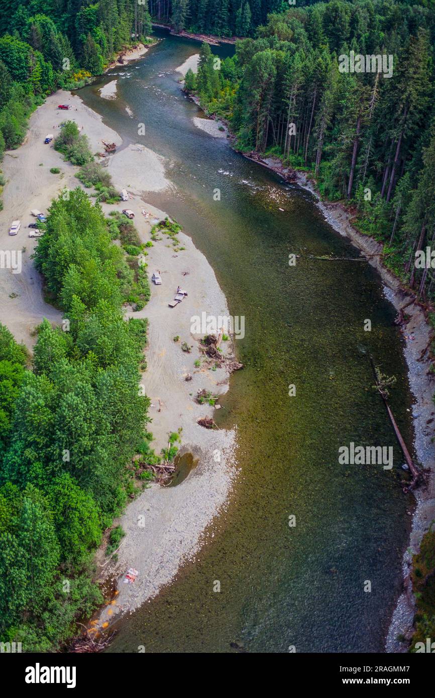 Aerial image of Cowichan River, Vancouver Island, BC, Canada Stock ...