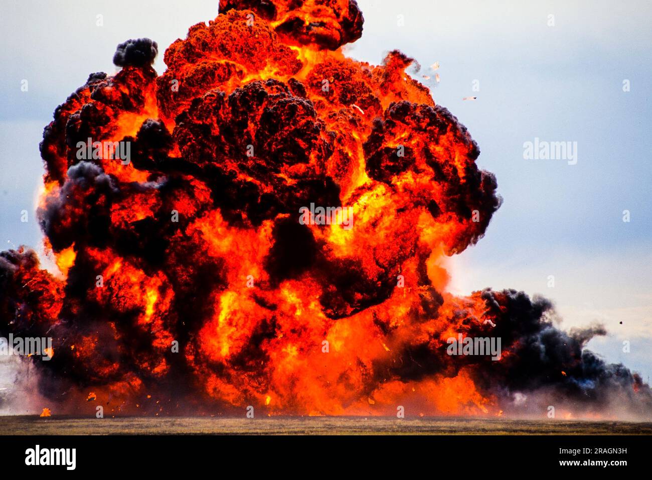 Image of large explosion fireball with flames and smoke Stock Photo - Alamy