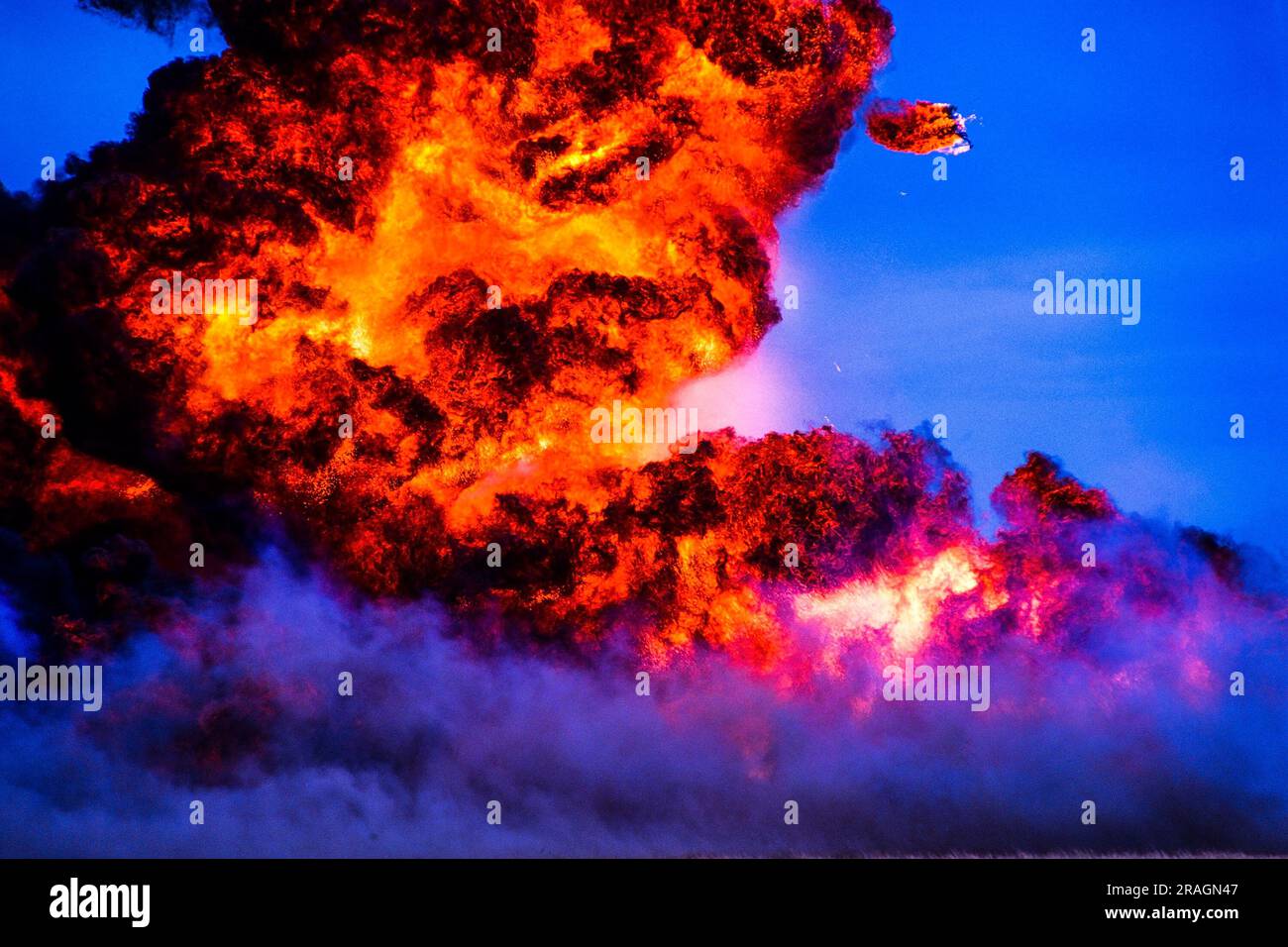 Image of large explosion fireball with flames and smoke Stock Photo - Alamy