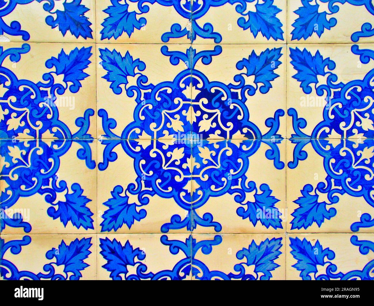 Decorative ornamental blue tiles (Portuguese azulejos), a graphic ...