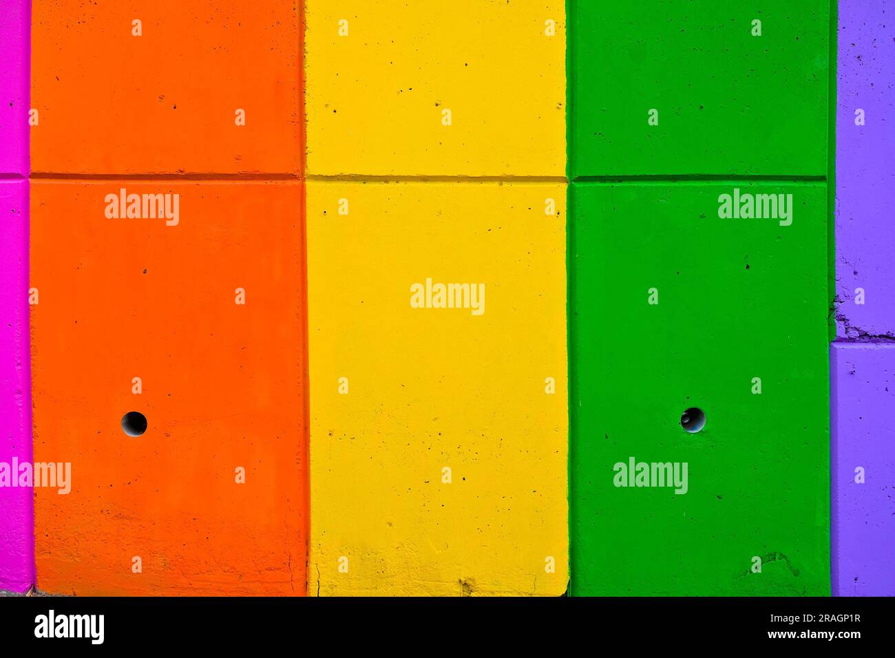 Colorful painted bands, vertical and horizontal lines, in bold vivid ...