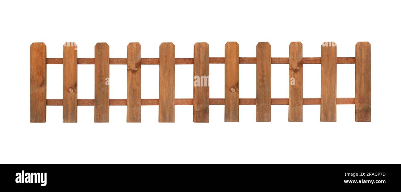 Wooden fence on white background. Enclosing structure Stock Photo - Alamy