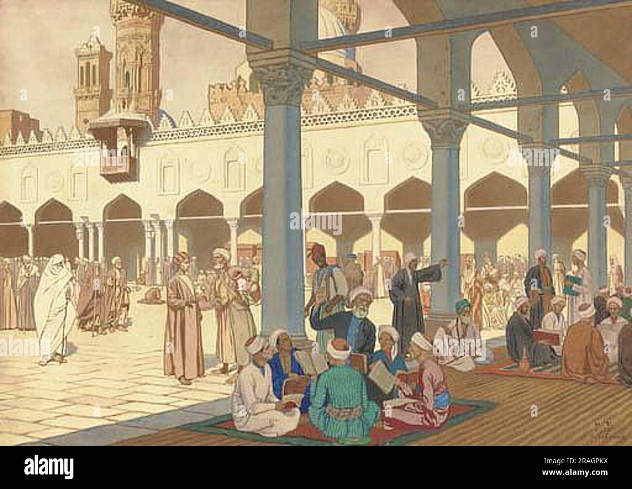 Courtyard of Al-Azhar mosque and university complex in Cairo 1900 by ...