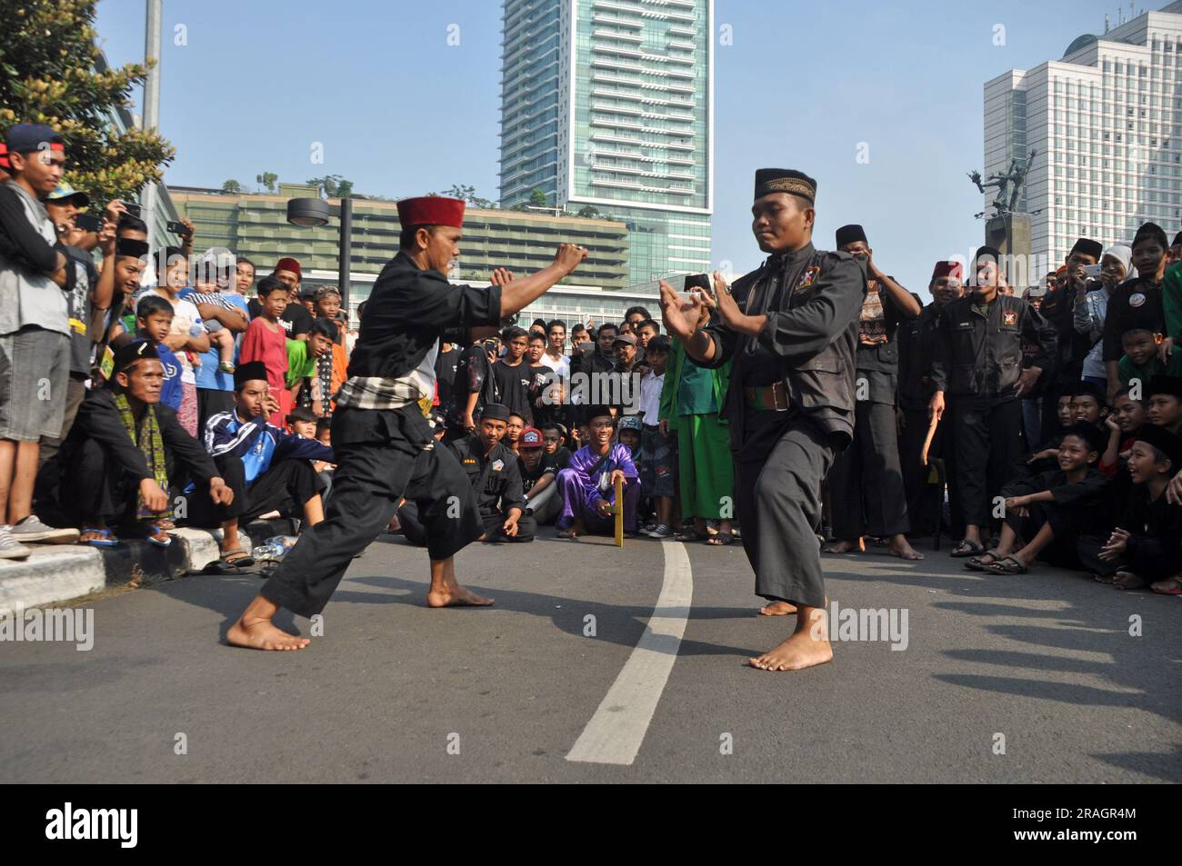 Jakarta, Indonesia, June 14, 2015. Betawi pencak silat martial arts ...