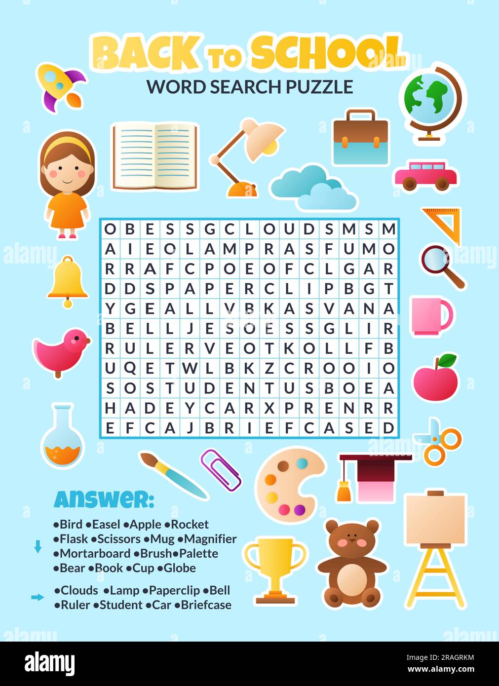 Back to school word search puzzle for kids. Vector Stock Vector Image ...