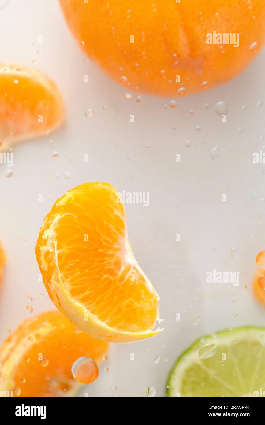Citric fruits collage tangerine lime in a white background Stock Photo ...