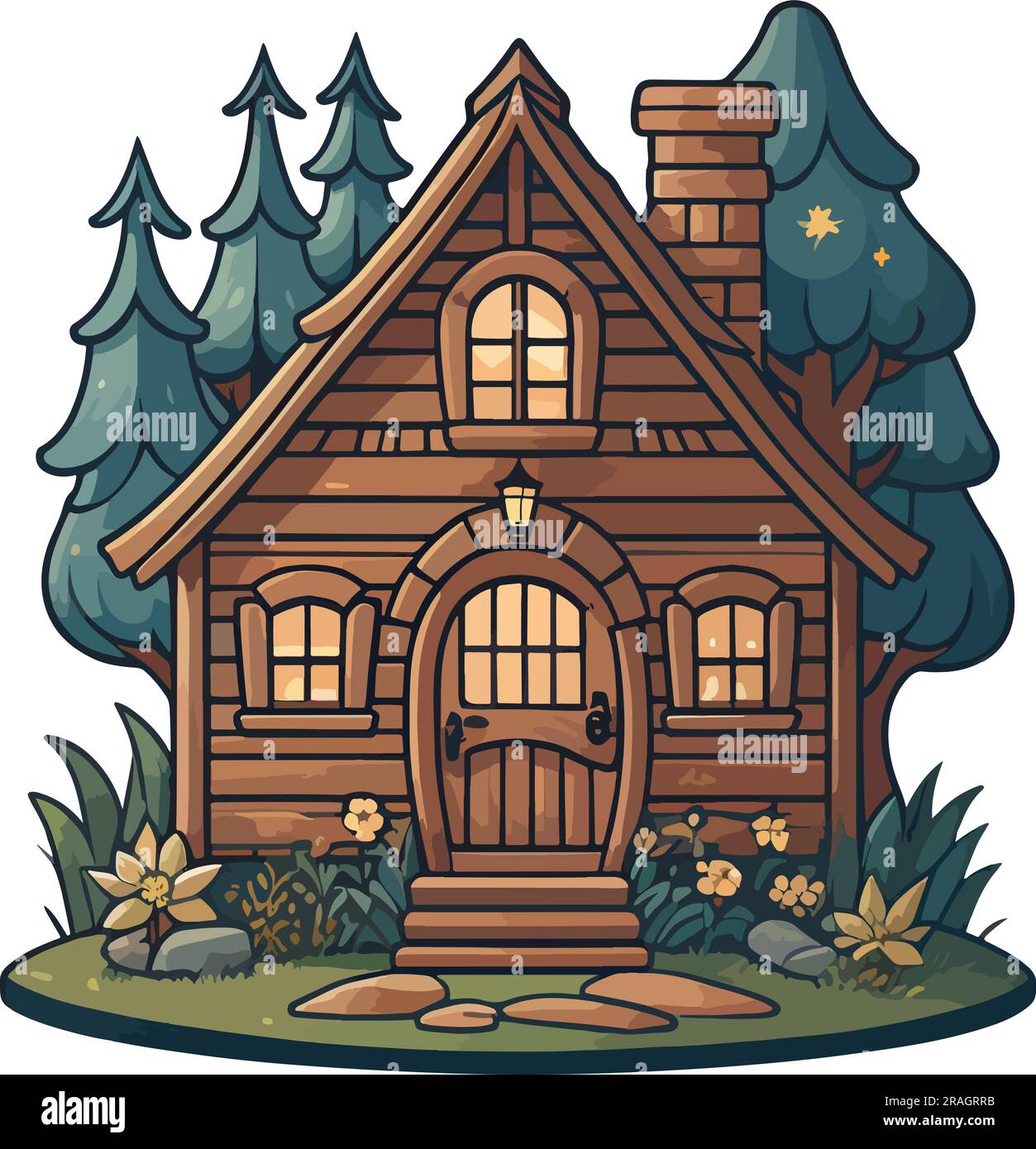 Pretty cottage garden Stock Vector Images - Alamy